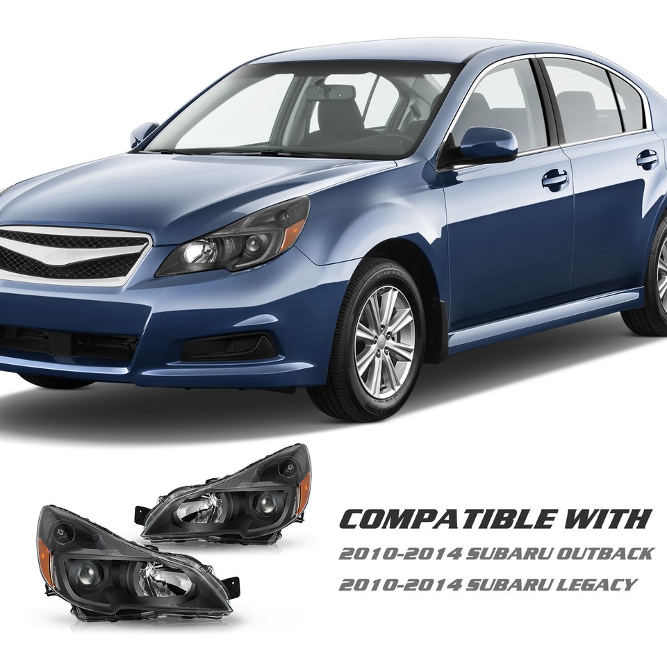For 2010-2014 Subaru Outback Legacy Projector Black Headlights Lamp ...