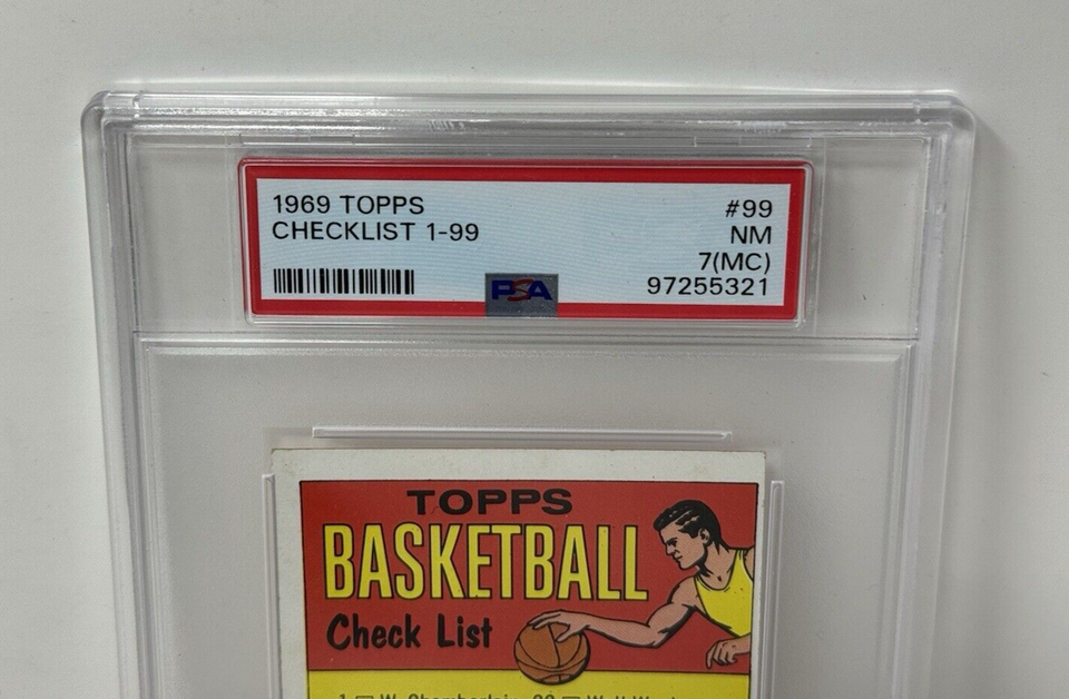1969 Topps Basketball #99 Tall Boy Checklist PSA 7 (MC) NM ~ Unmarked ...