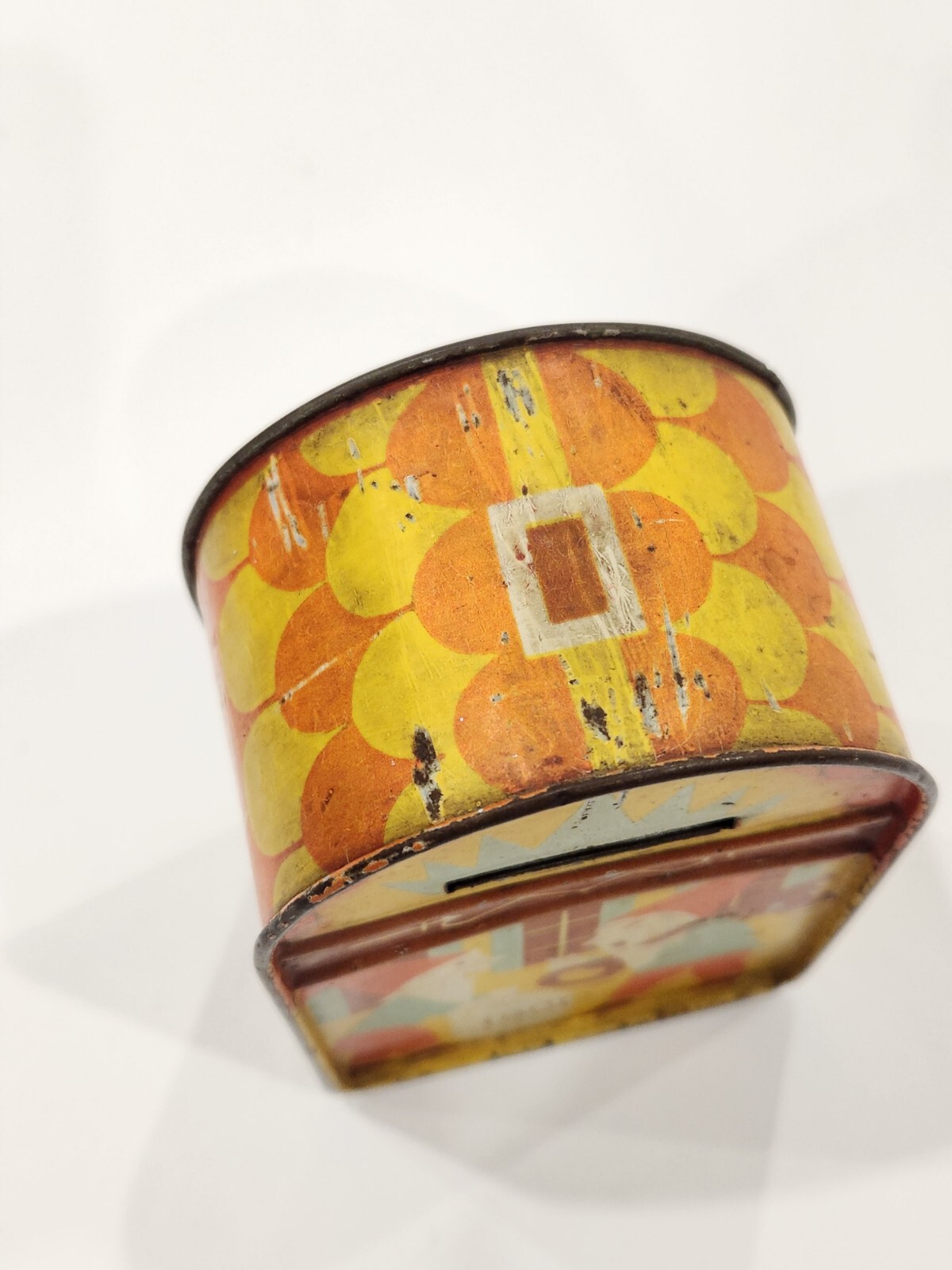 Vintage Antique Tin Litho Dime Coin Bank WITH KEY - Gnomes with Money ...