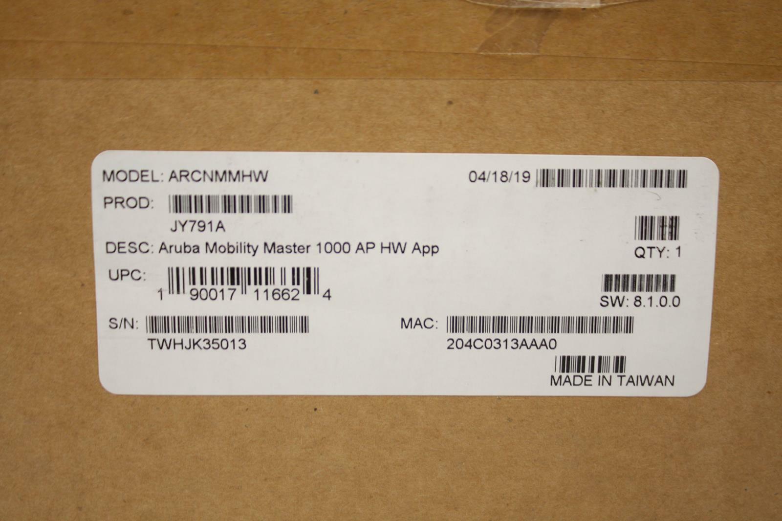 Aruba JY791A Mobility Master Appliance up to 1000 Devices | eBay