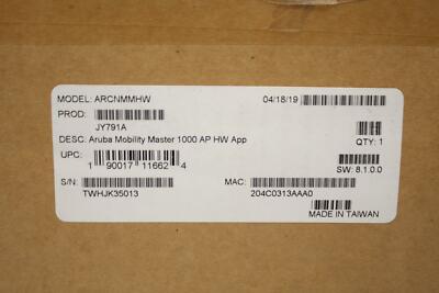 Aruba JY791A Mobility Master Appliance up to 1000 Devices | eBay