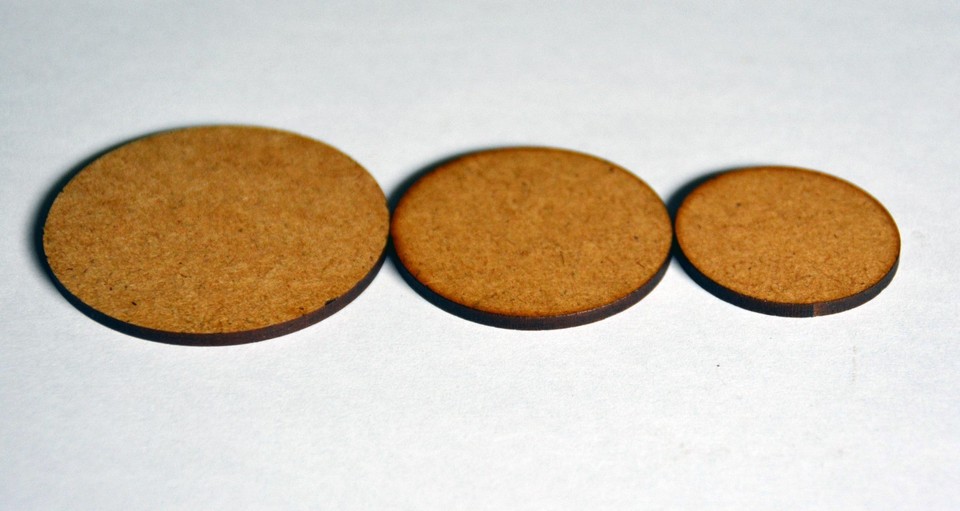 10 x 3mm MDF Wargame Round Circle bases 70mm 80mm 90mm 100mm 125mm ...