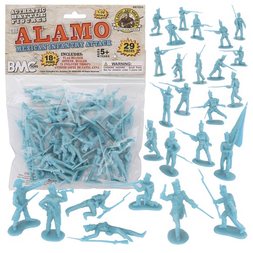 BMC CTS Alamo Mexican Infantry Powder Blue Plastic Army Mexico Soldier ...