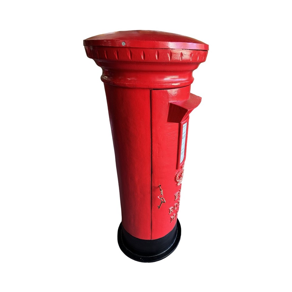 Round Cast Aluminum Red Pillar Post Box ER II English Mailbox Replica ...