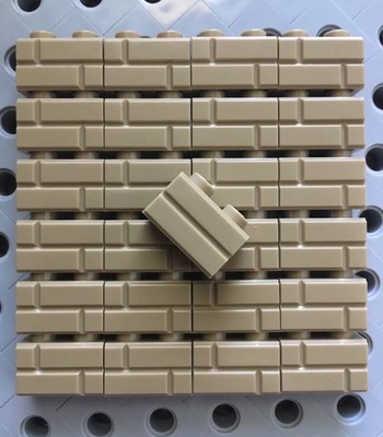 Lego Dark Tan Sand Yellow 1x2 Bricks Modified w/ Masonry Profile Wall ...
