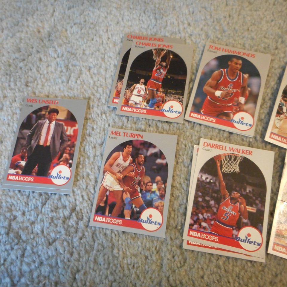 NBA Hoops 1990 19 Card Lot Washington Bullets Wes Unseld Bernard King ...