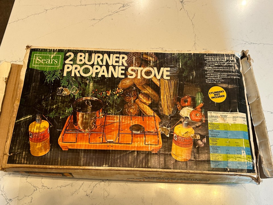 Vintage Sears 201-72106 Two Burner Propane Stove, Orange Lightweight ...