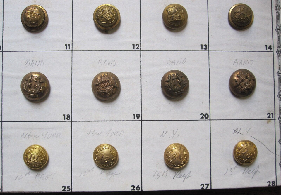 IW era - 28 MILITARY BUTTONS - Cuff Buttons for States & some Regiments ...