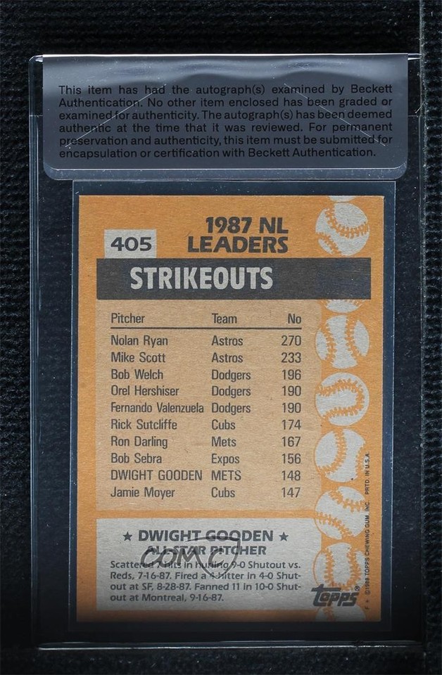 BAS 1988 Topps All Star Dwight Gooden #405 Authentic Auto | eBay