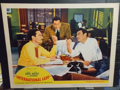 Lobby Card 1941 INTERNATIONAL LADY George Brent Basil Rathbone point ...