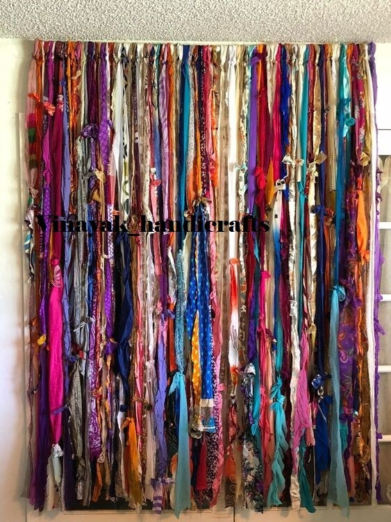 100 Strands, Bohemian gypsy rag Window Bohemian Valance Indian Backdrop ...