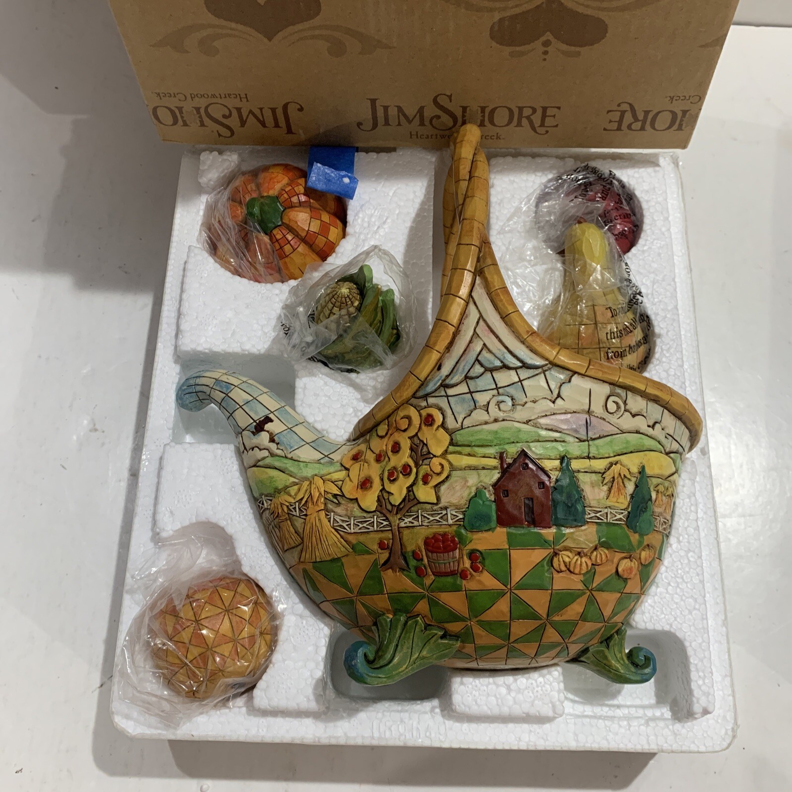 Jim Shore Heartwood Creek 2007 Basket of Plenty #4009015 Handpainted 6 ...