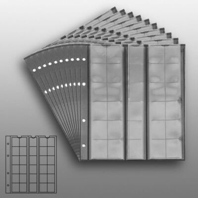 10 numismatic coin sheets, 30 pockets up to 25 mm Ø, e.g. US Quarter ...