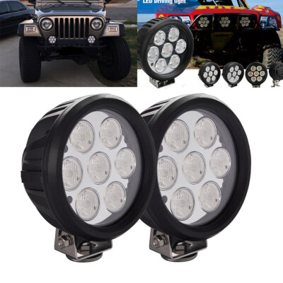 2PCS 6inch 70W Round LED Work Light Flood Driving Fog Lamp Off-Road ...
