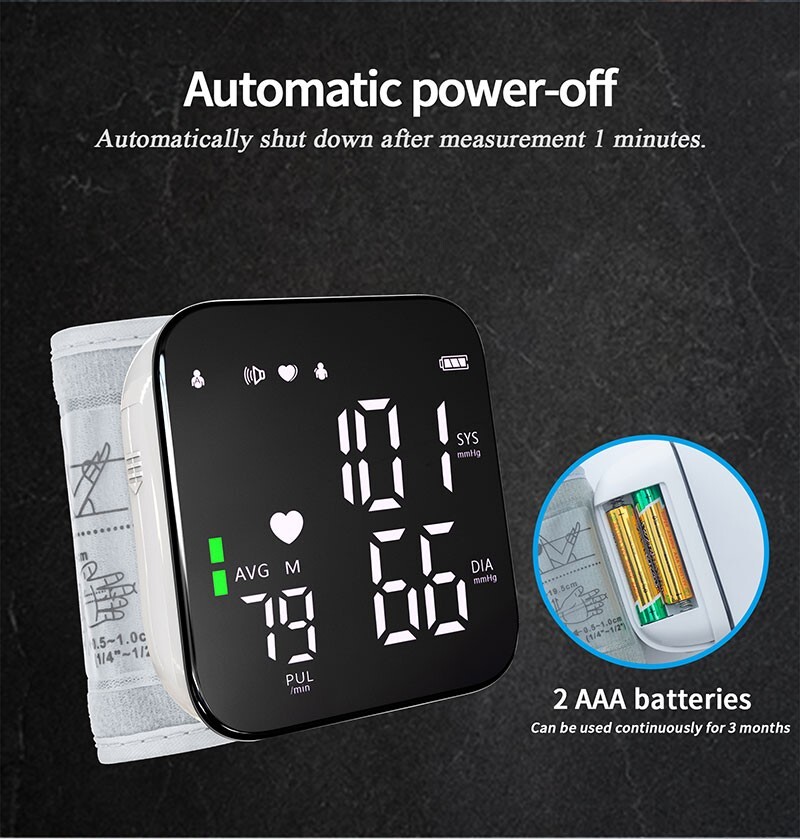 Automatic Digital Wrist Blood Pressure Monitor BP Machine Cuff LED ...