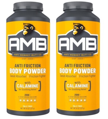 2 Anti Monkey Butt Anti-Friction Powder w/ Calamine 8oz Talc free Sweat ...
