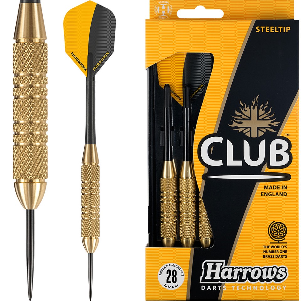 Harrows Club Brass Darts Set 18g - 28g Ringed/Knurled, Various Weight ...