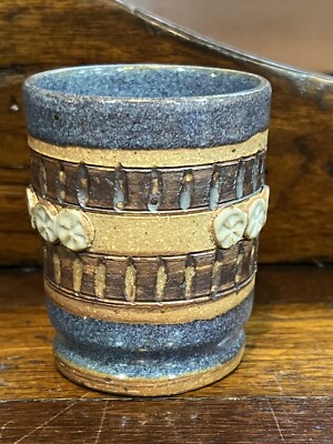 ED SCHROCK Pottery ceramic signed cup vessel Religion Bible blue | eBay