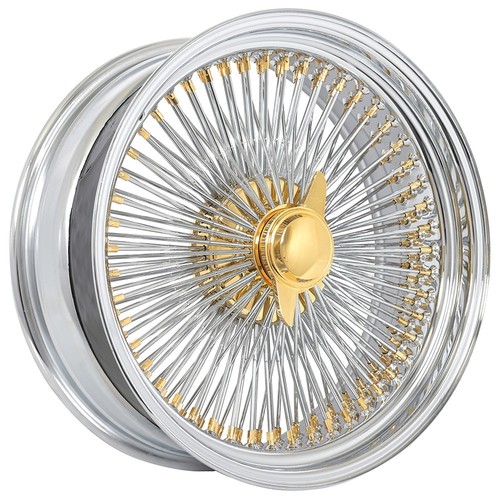 20x8" LA Wire Wheels Standard 150-Spokes Straight Lace Gold/Chrome (1pc ...