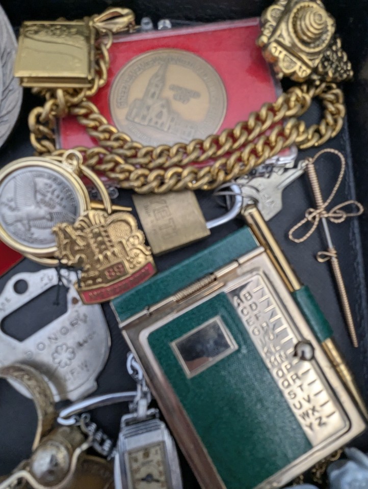 Vtg Junk Drawer Lot Pens Medals Watches Lapel Pins Random Stuff | eBay