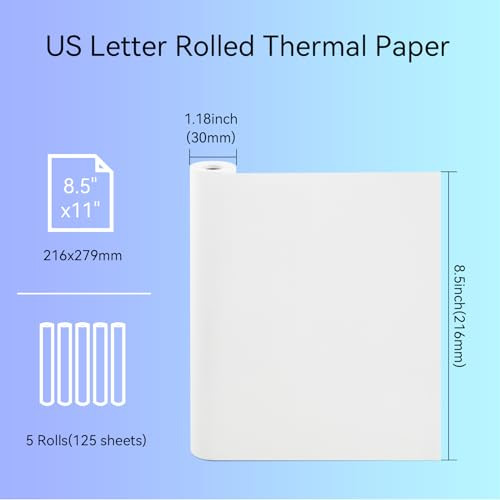 5 Rolls US Letter Size Quick-Dry Thermal Printer Paper 8.5''x11 ...