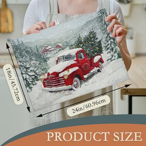 Christmas Truck Dish Drying Mat for Kitchen Counter Christmas Truck ...