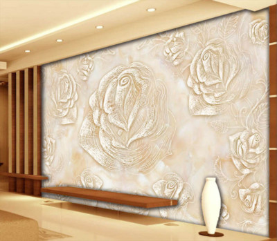 Marble Embossed Rose 3D Full Wall Mural Photo Wallpaper Printing Home ...