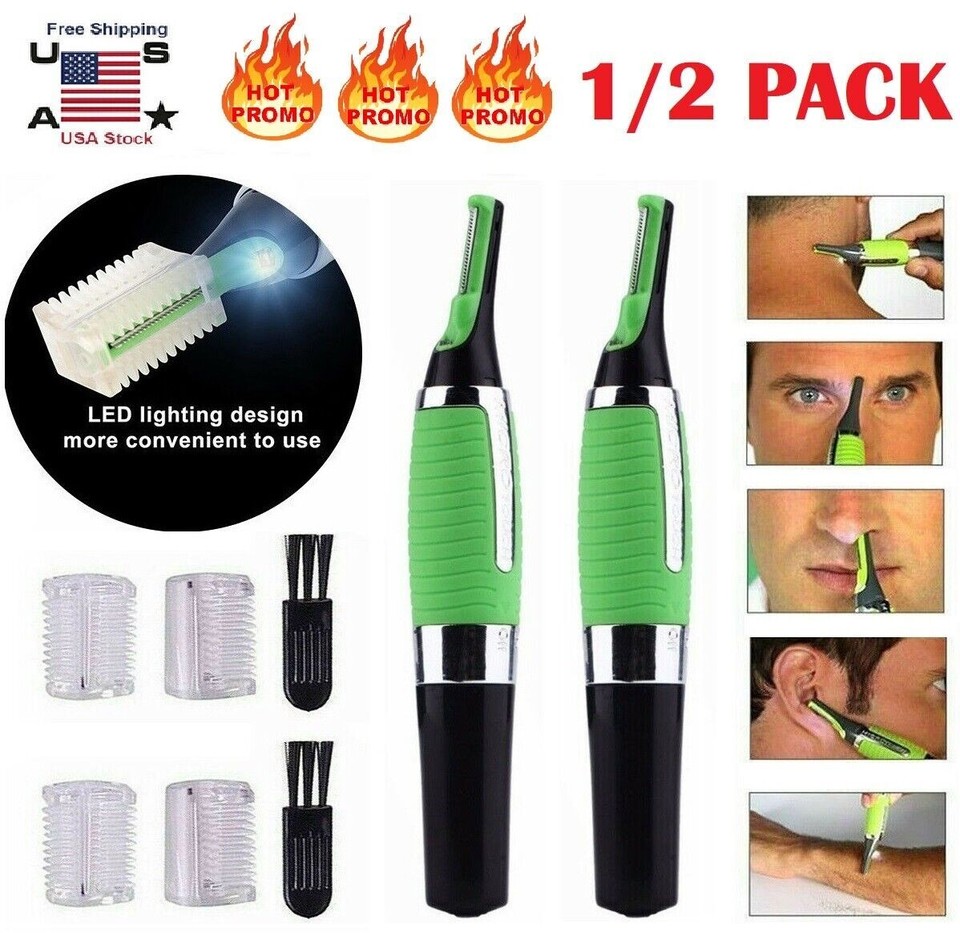 2xMen’s Nose Ear Face Neck Eyebrow Hair Mustache Beard Trimmer Shaver ...