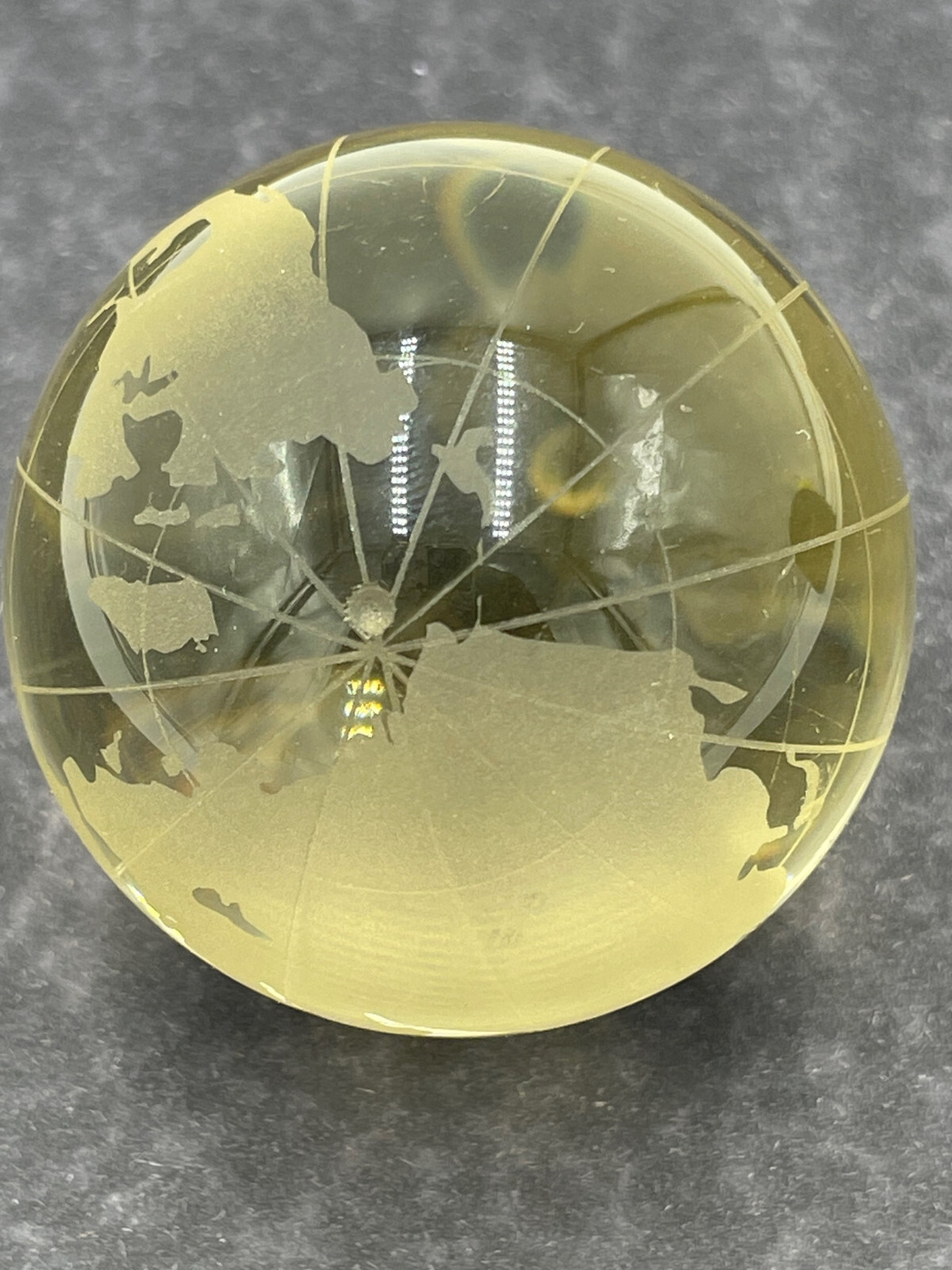 Etched Clear Crystal Earth Globe World Round Paperweight | eBay