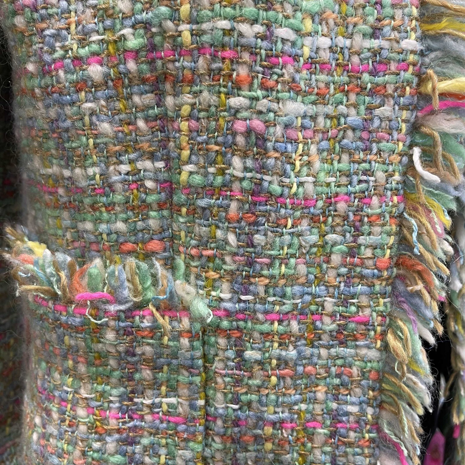 CHANEL - Tweed Jacket Ripped Flower Trim Fringe - Min… - Gem