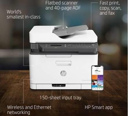 HP Colour Laser MFP 179FNW All-In-One Printer Wireless iOS Andriod ...