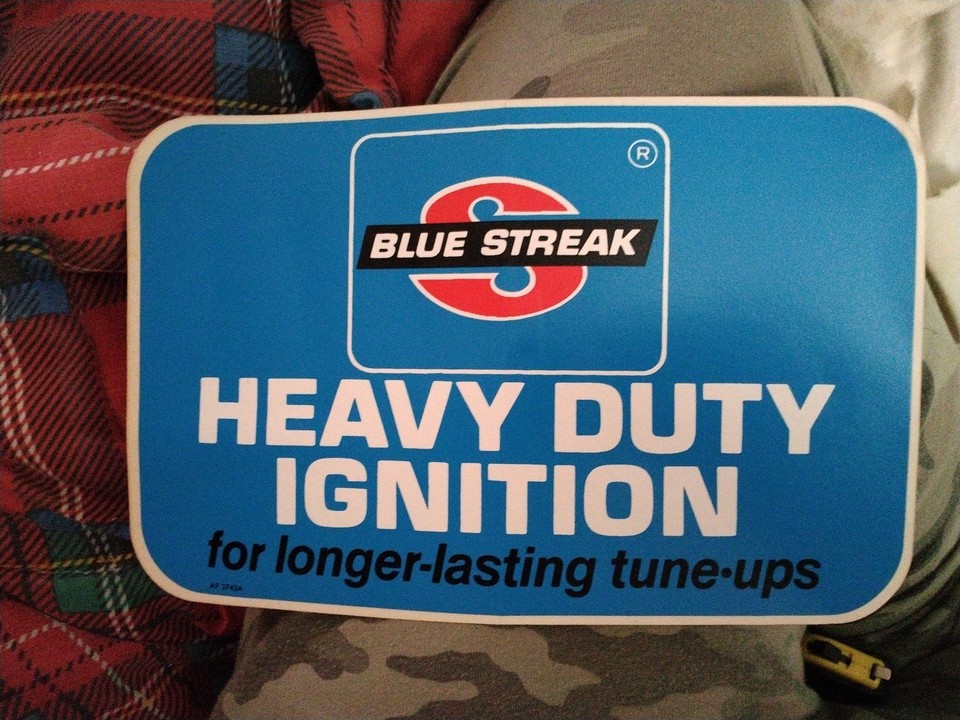 Vintage Blue Streak Heavy Duty Ignition Sticker | eBay