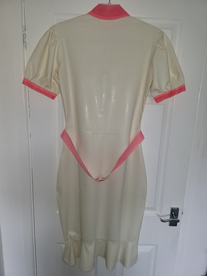 NEW Latex Rubber Maid Uniform Dress apron sissy nurse cleaner waitress ...
