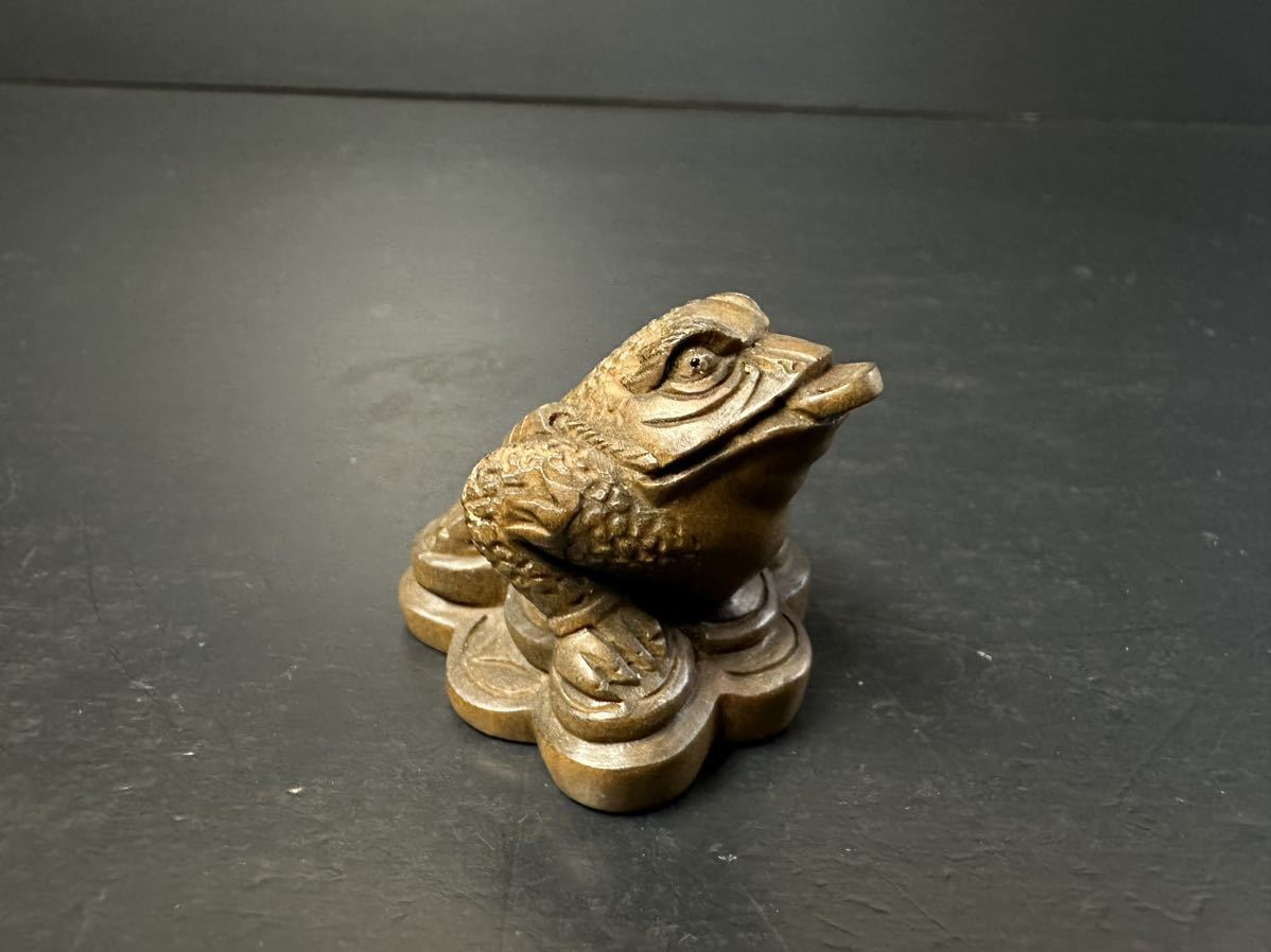 Japanese NETSUKE Charm Wooden Hand-carved Frog #82 | eBay