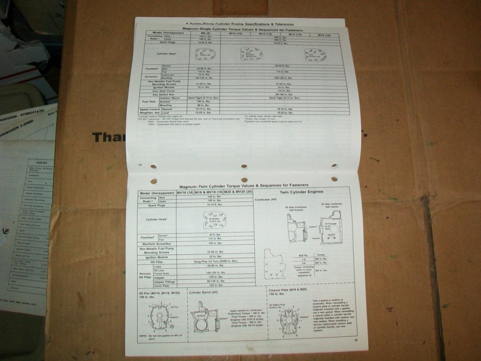 Kohler Specification & Tolerances - Torque Value & Sequences Manual ...