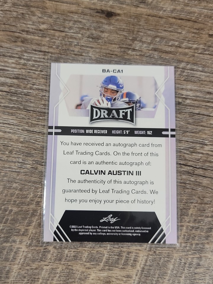 2022 Leaf Draft Calvin Austin III AUTO/ AUTOGRAPH RED RC No. BA-CA1 | eBay