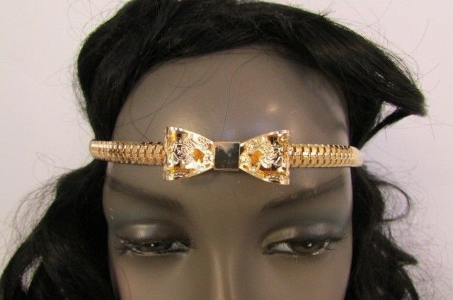 New Women Head Chains Jewelry Fashion Black Elastic Band Forehead Gold ...