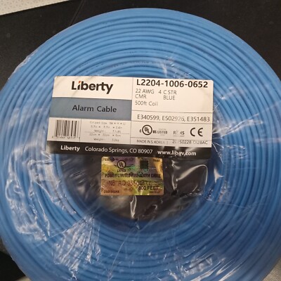 LIBERTY WIRE & CABLE 22AWG 4-CONDUCTOR CABLE, 22/4C, CM/CMR, BLUE, 500 ...