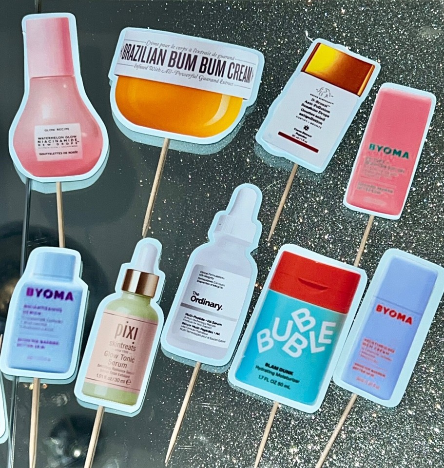 10 skincare beauty cake toppers bundle birthday teen girls cake party ...