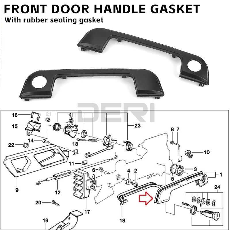 Front LH & RH Exterior Door Handle Trim Cover w/ Seal for BMW E36 E34 ...