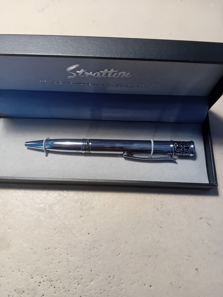Stratton Ball Pen - Silver with Black accent Twist CT Boxed Unused ...