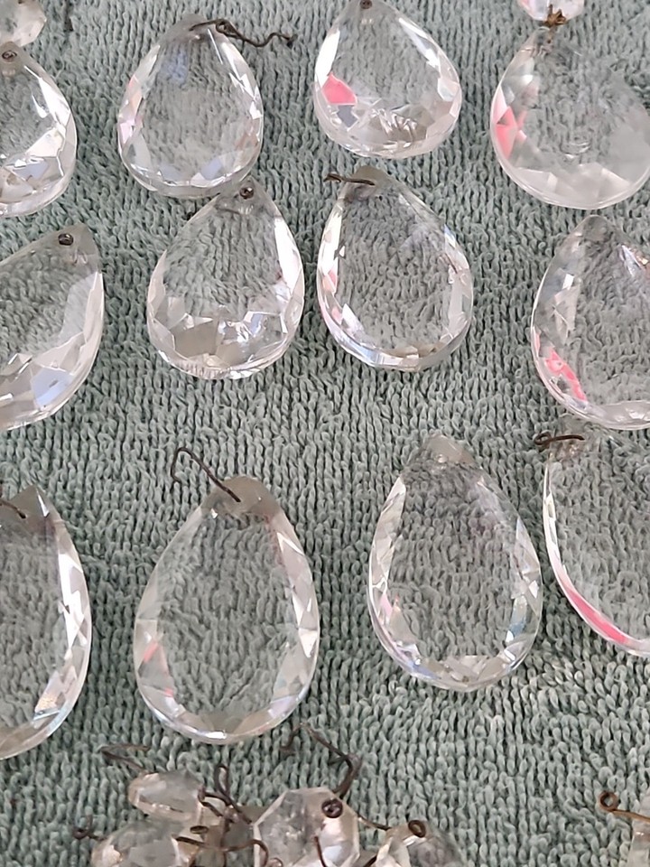 Vintage Glass Crystal Faceted Chandelier Lamp Crystals Prisms Repair ...