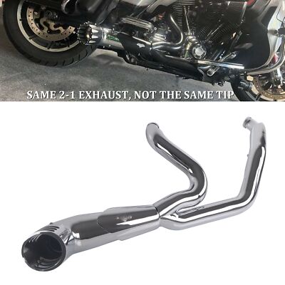 SHARKROAD 1995-2016 Harley Davidson 2 Into 1 Exhaust Pipes Full Exhaust ...
