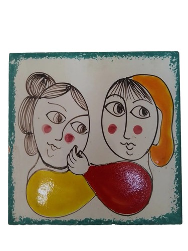 Handpainted Decorative Clay Tile 6 x 6 Made in Italy Women's Faces ...