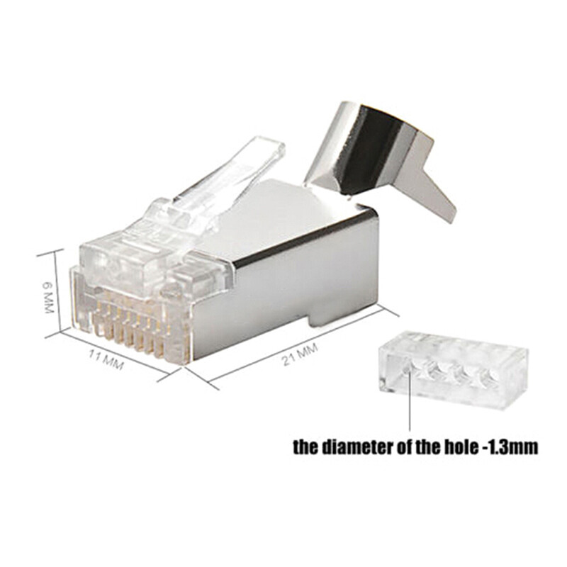 10Pcs Cat7 RJ45 connector cat 7 crystal plug shielded FTP RJ45 modul*h ...