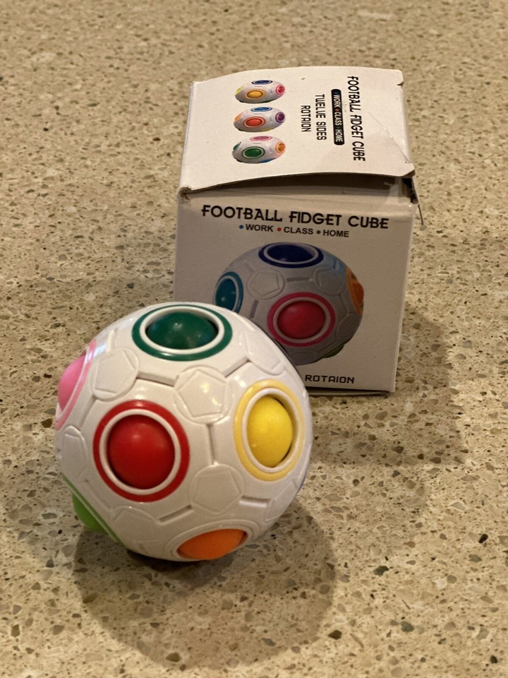 Football Fidget Cube ~ Toy Push Pop Magic Ball Puzzle 12 Sides Rotation ...