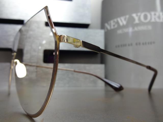 CLASSIC VINTAGE RETRO SHIELD Style EYE GLASSES Gold Frame Clear Lens ...