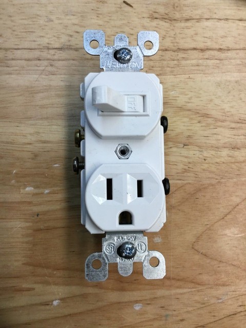 Leviton 15A 120V Combo Switch & Receptacle, 5225-W, White | eBay