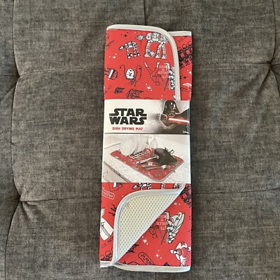 DISNEY•STAR WARS Red Dish Drying Mat Atat Chewbacca Luke Darth Vader ...