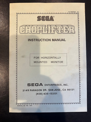 Sega Choplifter Video Arcade Game Instruction Manual | eBay